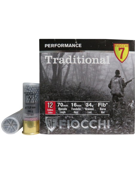 Cartucce Fiocchi Traditional Borra Feltro cal. 12/70 34 g piombo 7